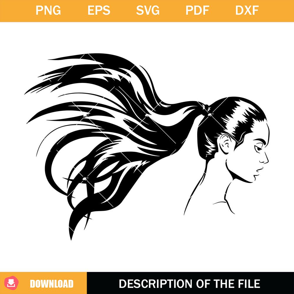Beautiful Girl Long Hair Svg, Flying Hair Svg, Long Hair Svg | Inspire ...