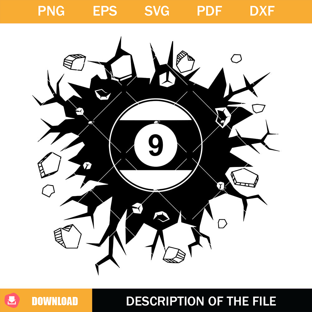 Billiard Smashing Wall Svg, Nine Ball Svg, Billiard Player - Inspire Uplift