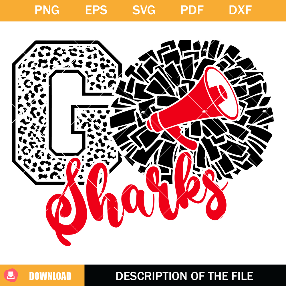 Sharks Cheer Svg, Cheerleading Sharks Svg, Go Sharks Svg - Inspire Uplift