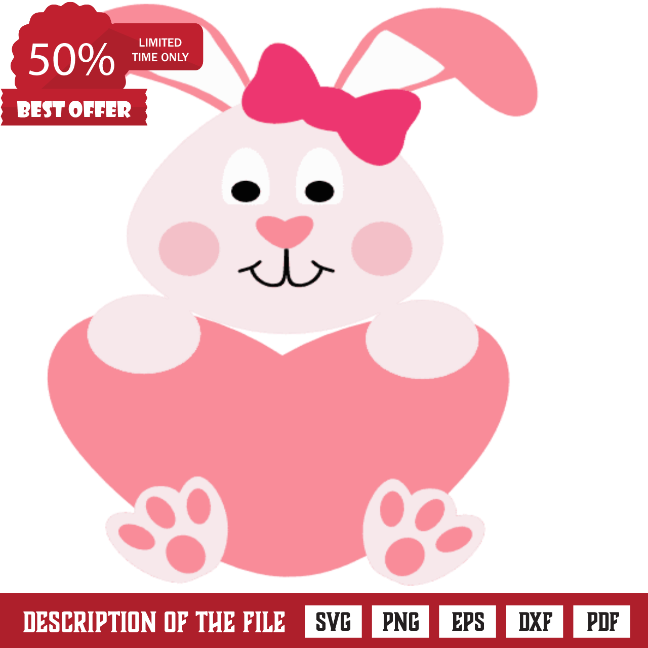 Bunny holding heart Free Svg File, Valentine Svg | Inspire Uplift