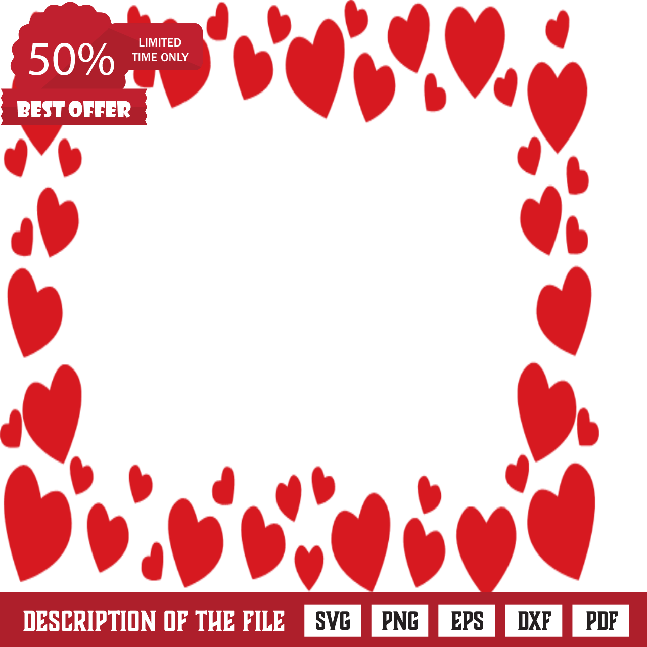 frame made of hearts, valentines day free svg file clipart i | Inspire ...