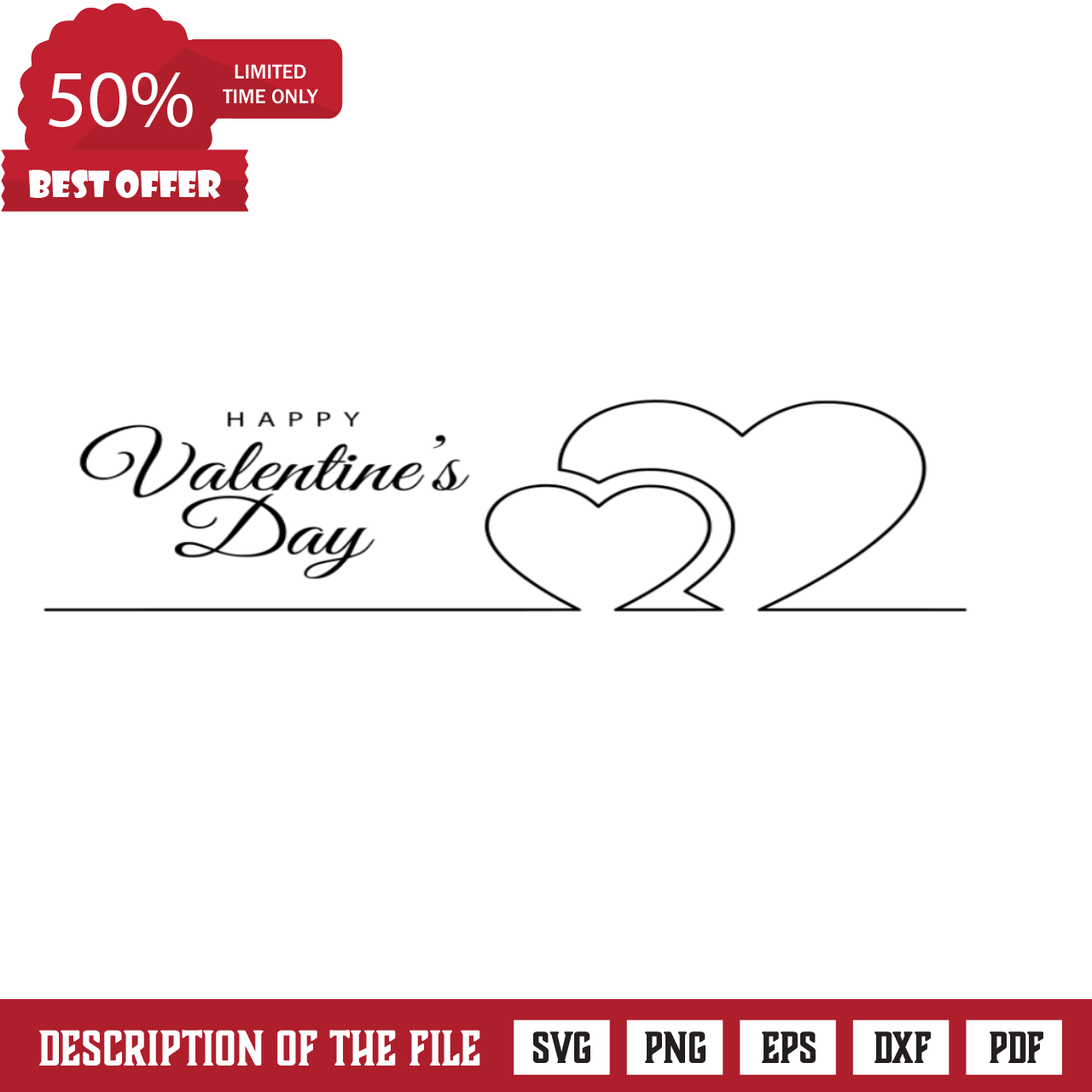 Happy Valentines Day Double Heart Outline Free SVG File, Val | Inspire ...