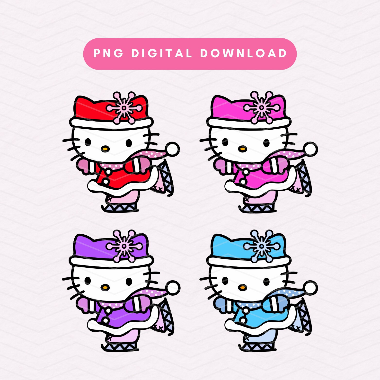 Ice Skating Kawaii Kitty PNG, Cute Christmas Sublimation Gra | Inspire ...