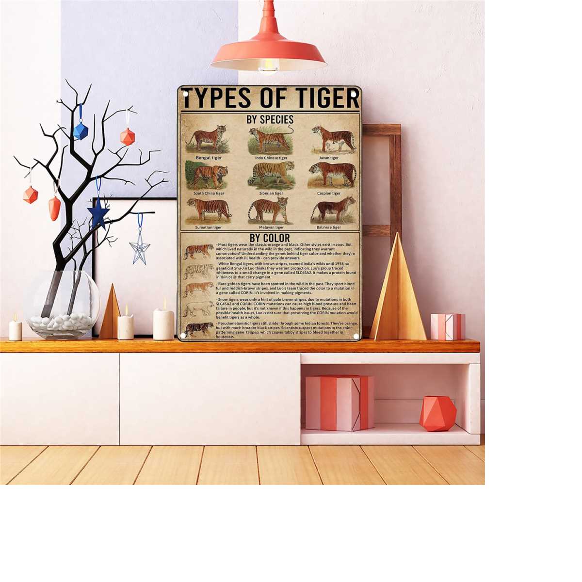 Vintage Tiger Knowledge Poster, Tiger Anatomy Chart Poster, | Inspire ...