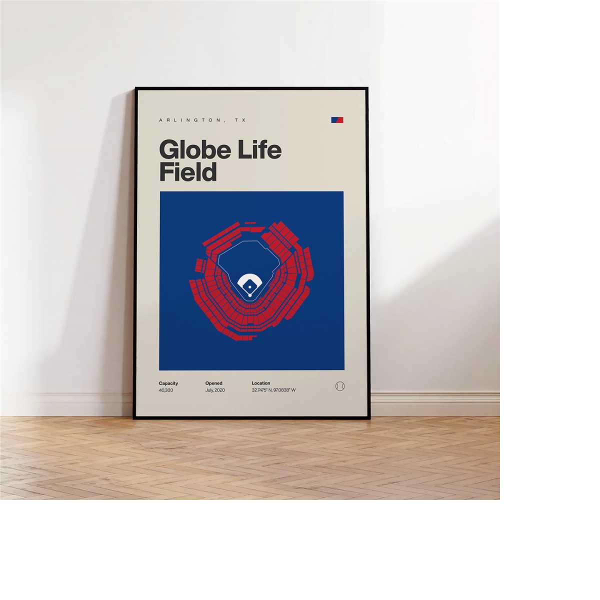Texas Rangers Poster, Globe Life Field Stadium Print, | Inspire Uplift
