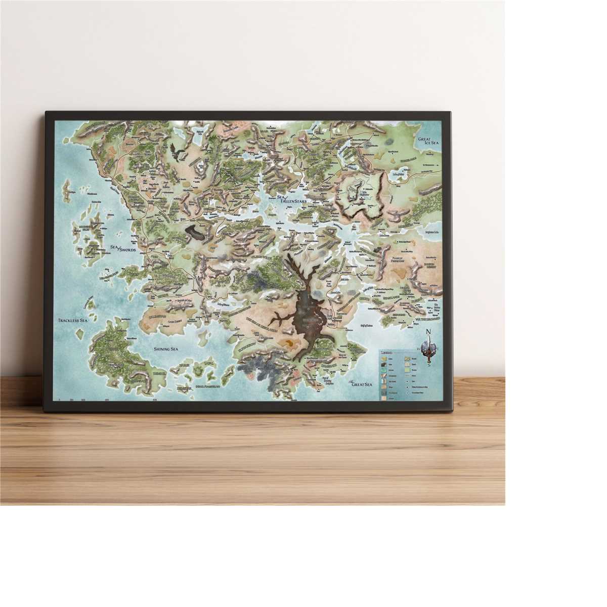 Dungeons & Dragons Map Poster, Map of Faern | Inspire Uplift