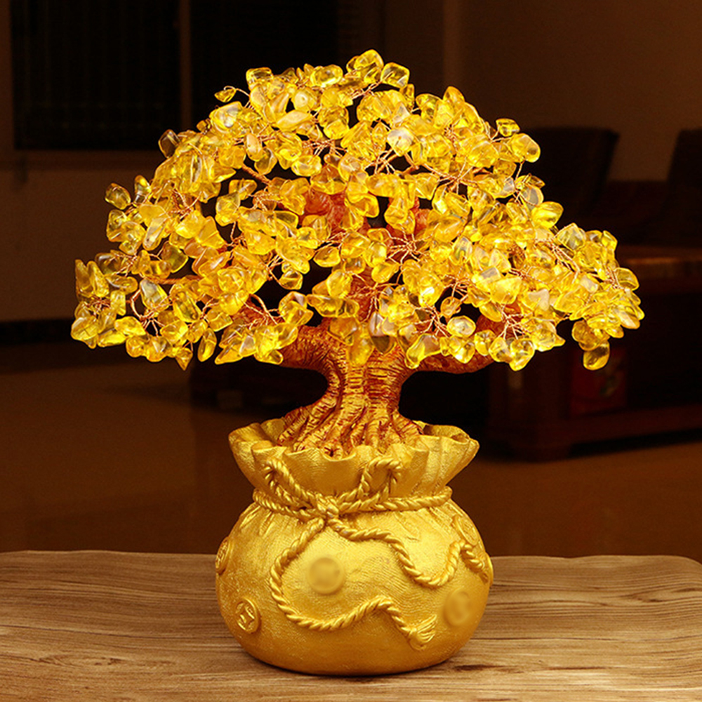 Golden Crystal Wealth Tree Ornament for Prosperity | Inspire Uplift
