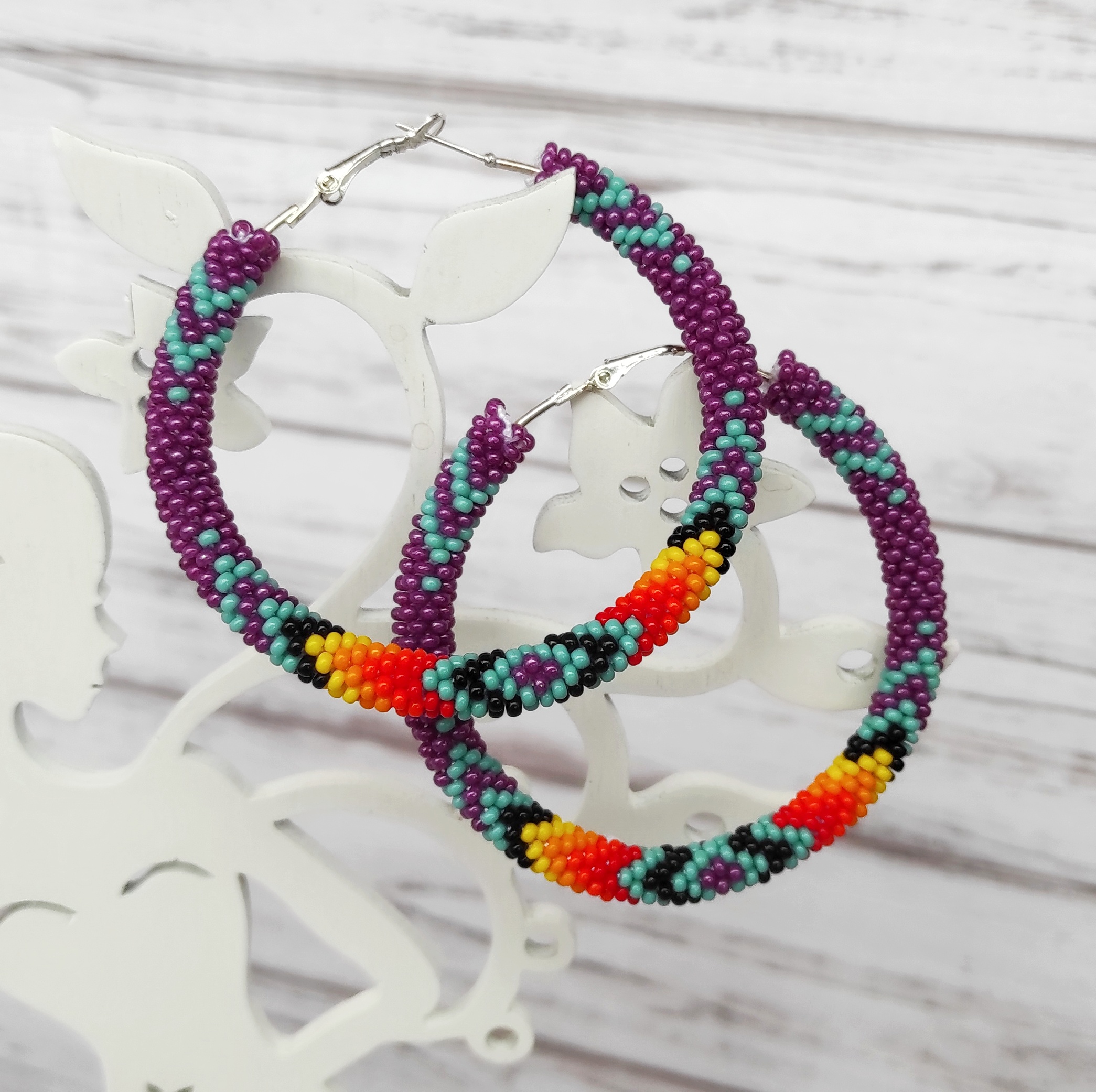 Native American Style Beaded Hoop Earrings, Indian Inspiret | Inspire ...