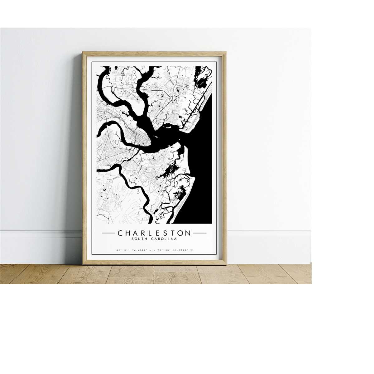 Charleston Printable City Map Minimalist City Map Wall | Inspire Uplift