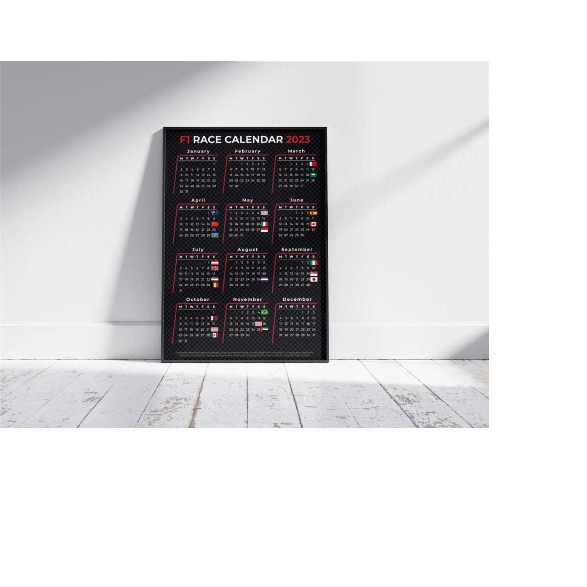 F1 2023 Race Calendar Poster Circuit Track Wall Decor - Inspire Uplift