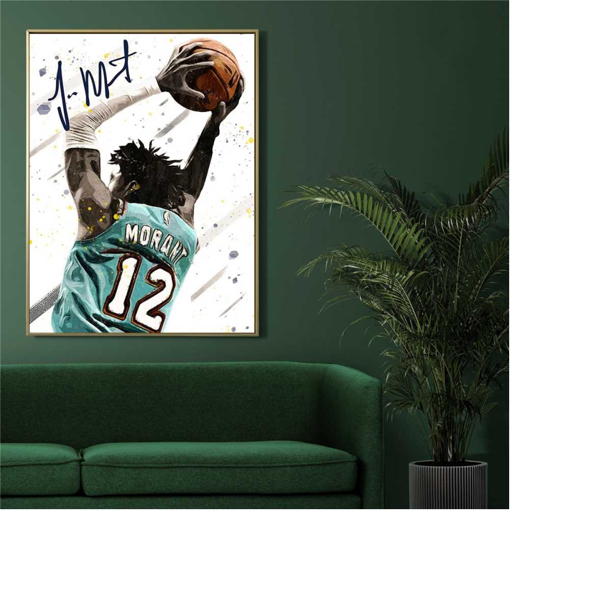 Ja Morant Dunk Art Signature Poster Wall Decor, Sports Poste | Inspire ...