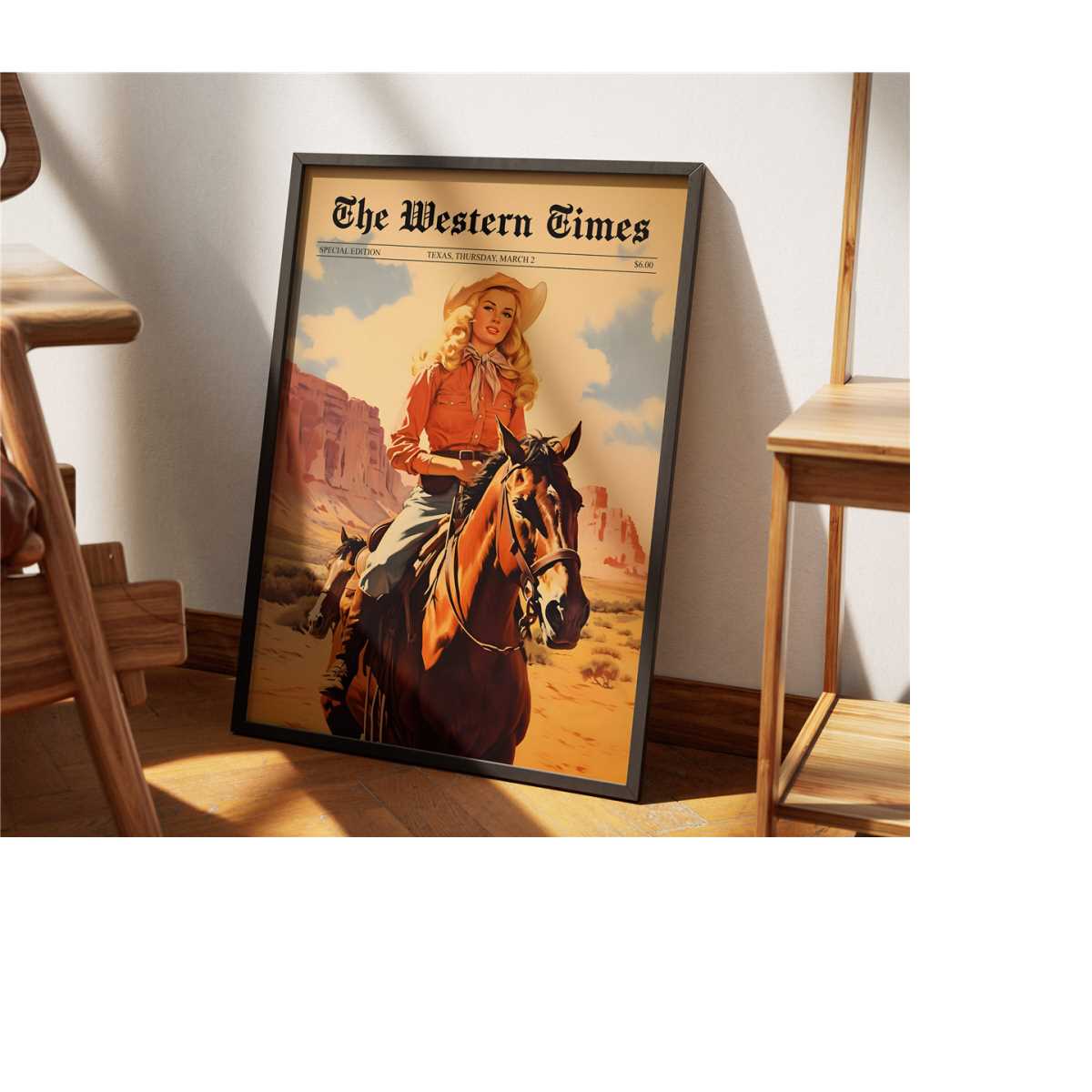 Trendy Cowgirl Newspaper Print | Printable Western Wall Art - Inspire ...