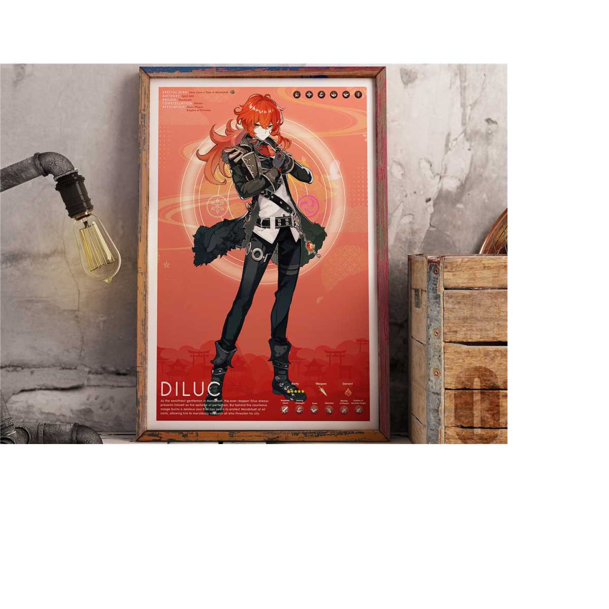 DILUC | Genshin Impact Profile Poster | Anime Poster | Gamin | Inspire ...