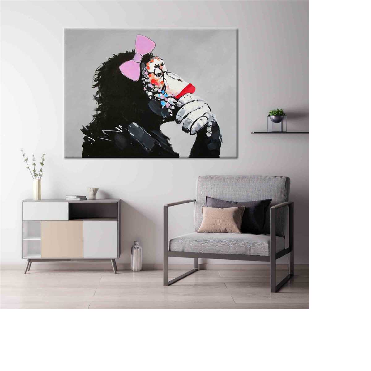 Lipsticked Monkey, Monkey Wall Art, Monkey Canvas, Gorilla W | Inspire ...