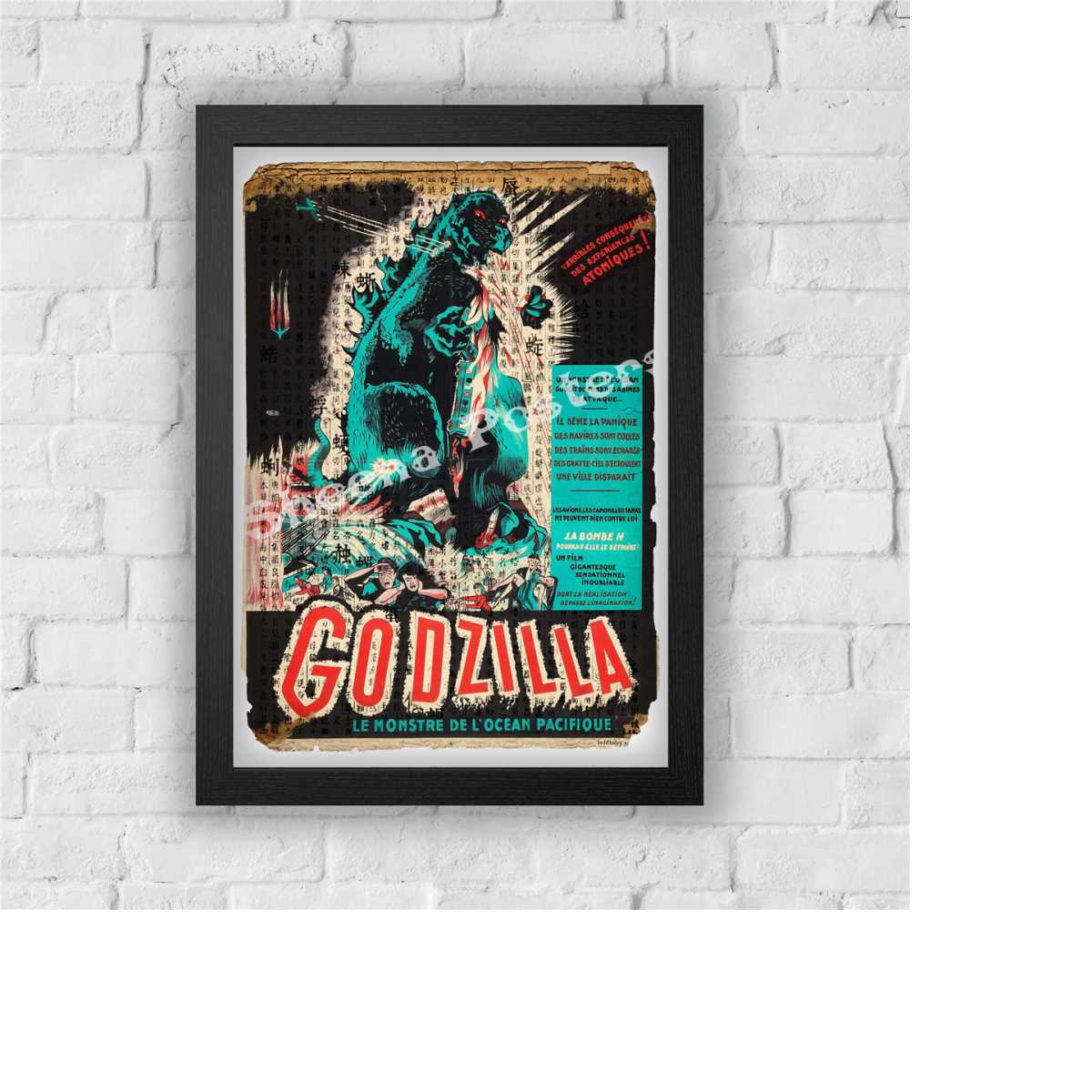 Godzilla French Japanese Print Vintage Advert Vintage Style - Inspire ...