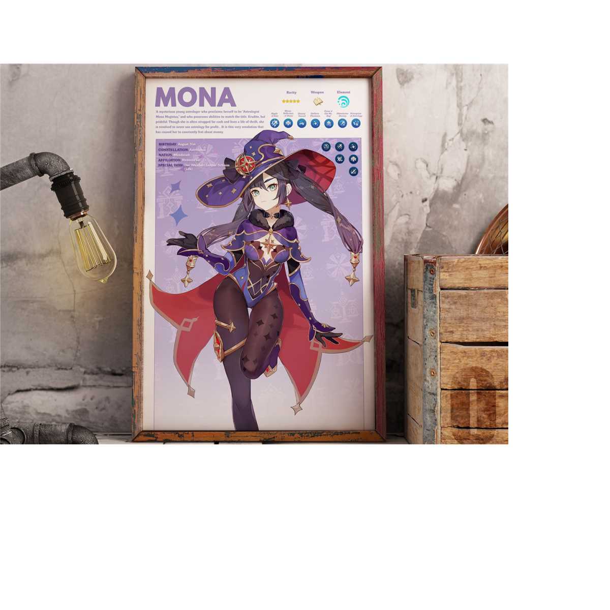 MONA | Genshin Impact Gaming Poster | Anime Poster | Gaming | Inspire ...