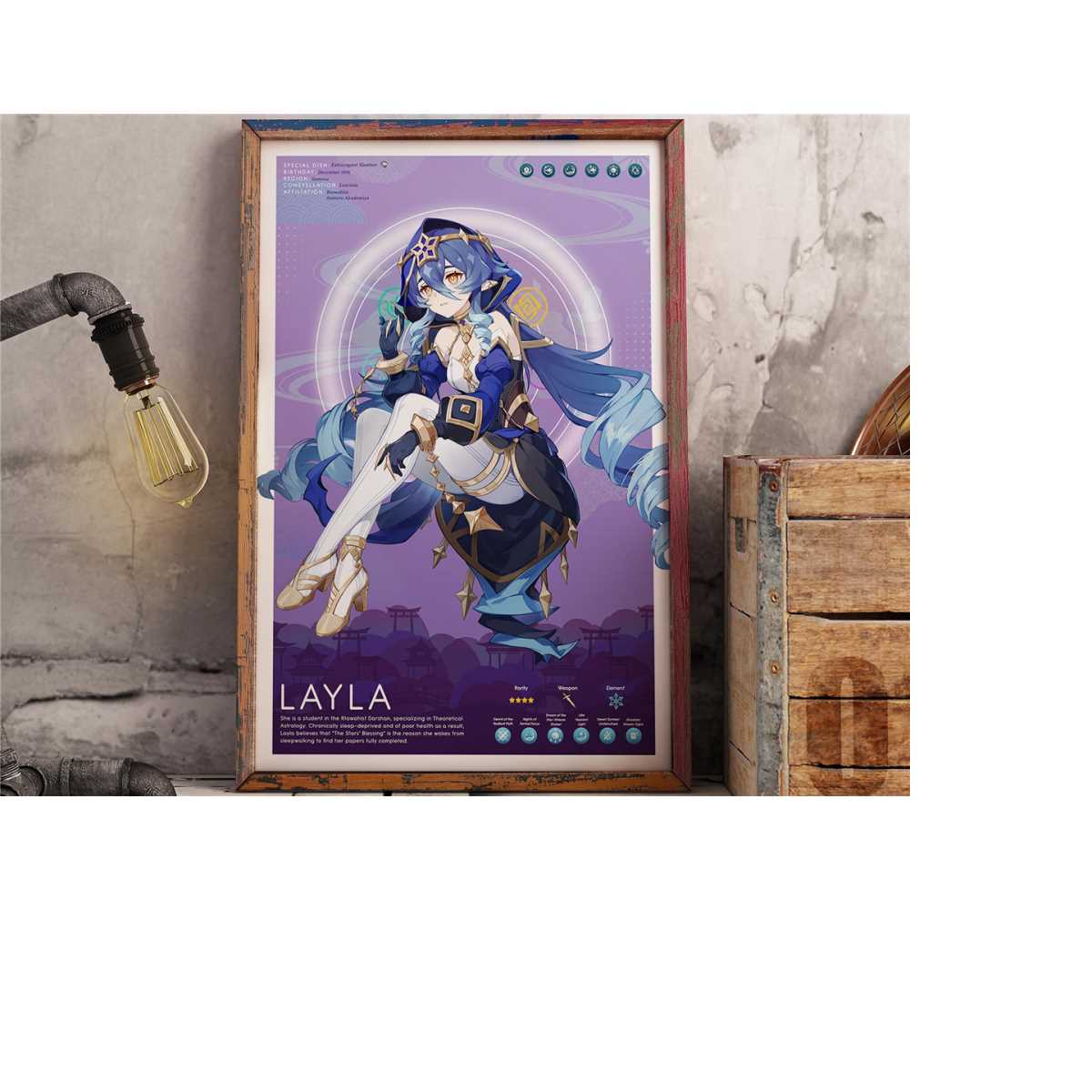 Layla | Genshin Impact Profile Poster | Anime Poster | Gamin | Inspire ...
