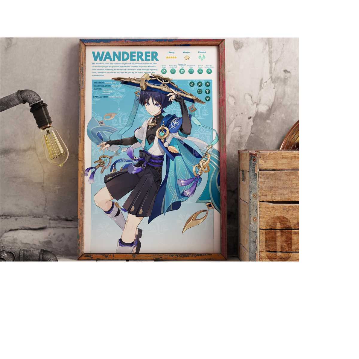 Wanderer | Genshin Impact Gaming Poster | Anime Poster | Gam | Inspire ...