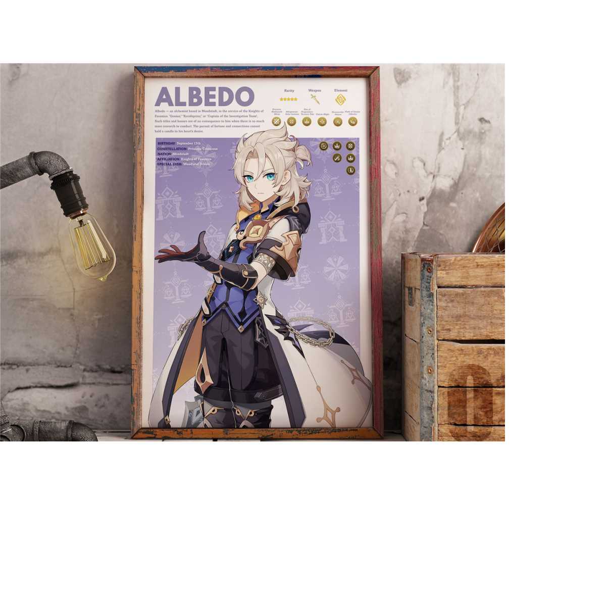 ALBEDO | Genshin Impact Gaming Poster | Anime Poster | Gamin | Inspire ...