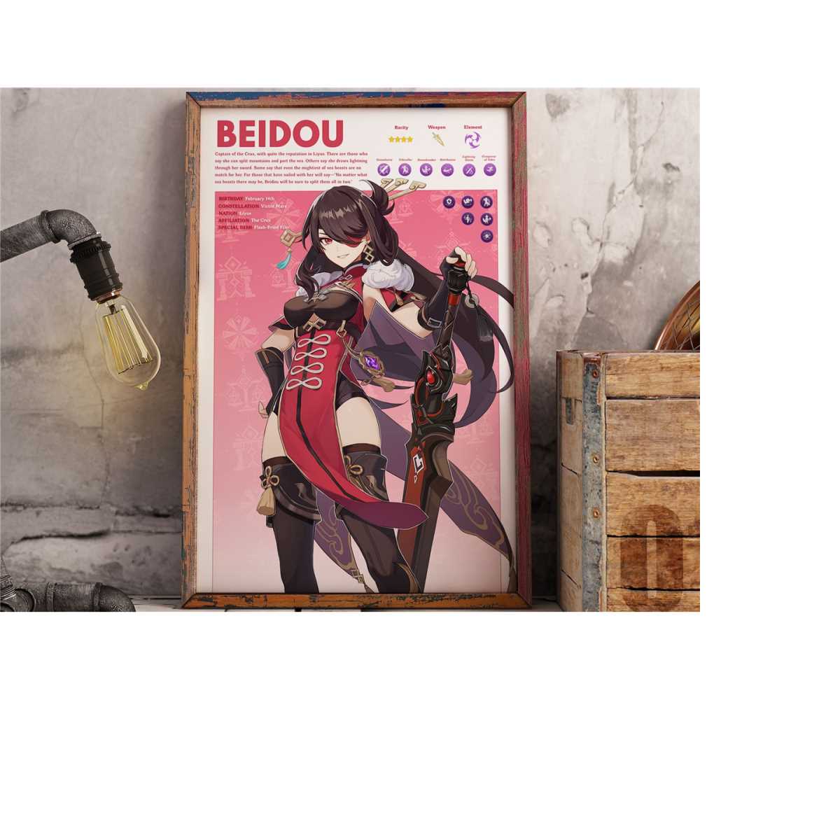 BEIDOU | Genshin Impact Gaming Poster | Anime Poster | Gamin | Inspire ...