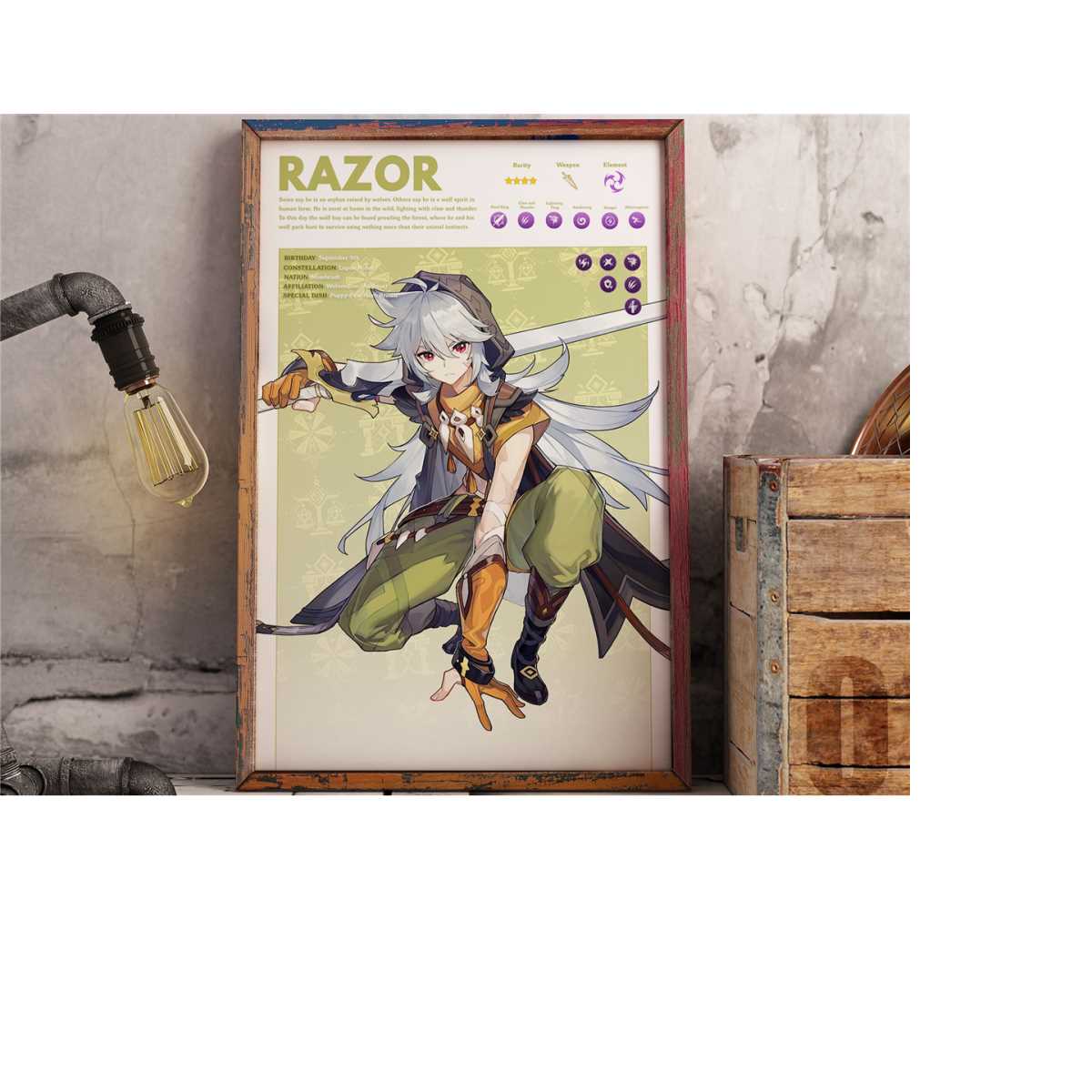 RAZOR | Genshin Impact Gaming Poster | Anime Poster | Gaming | Inspire ...