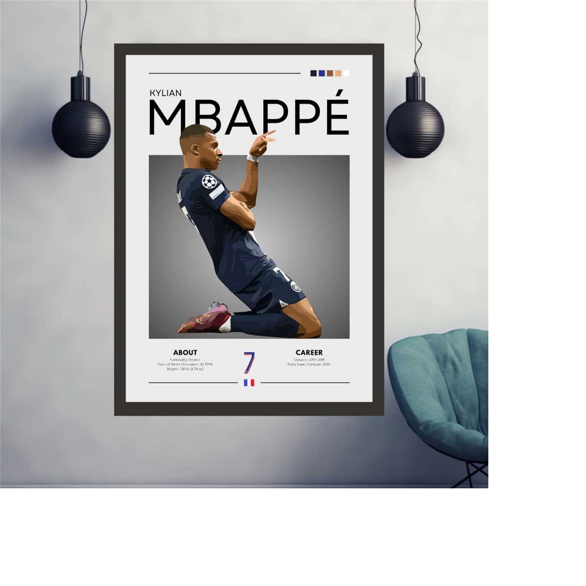 Kylian Mbappe Print, Kylian Mbappe Poster, PSG print, Footba | Inspire ...