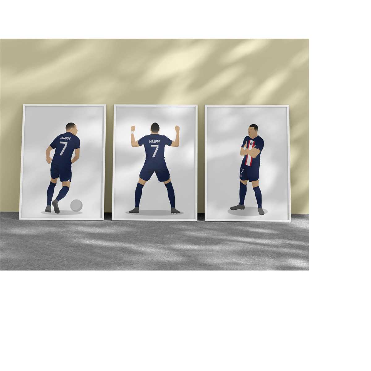 Kylian Mbappe Printable Football Wall Decor, Set of 3 Handdr - Inspire ...