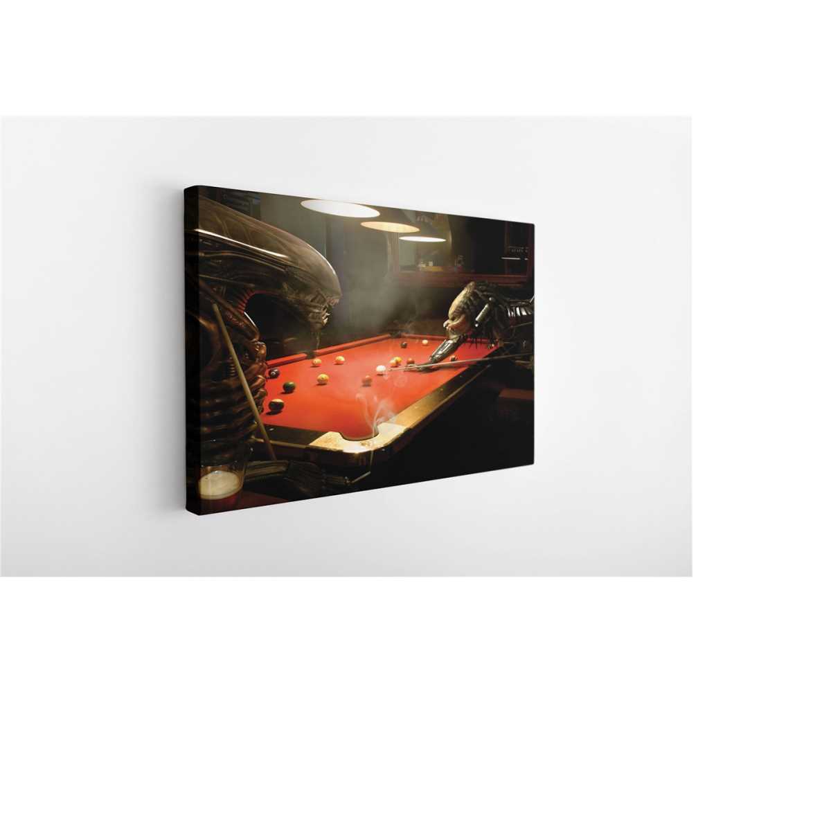 Alien vs Predator Playing Pool Match Canvas Home | Inspire Uplift