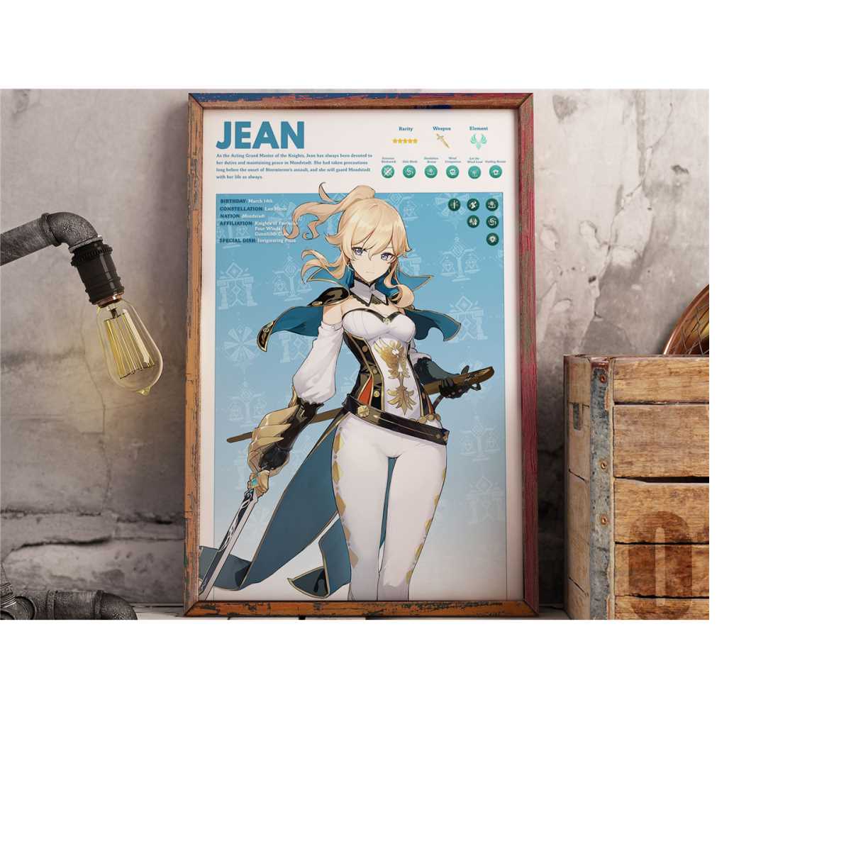 JEAN | Genshin Impact Gaming Poster | Anime Poster | Gaming | Inspire ...
