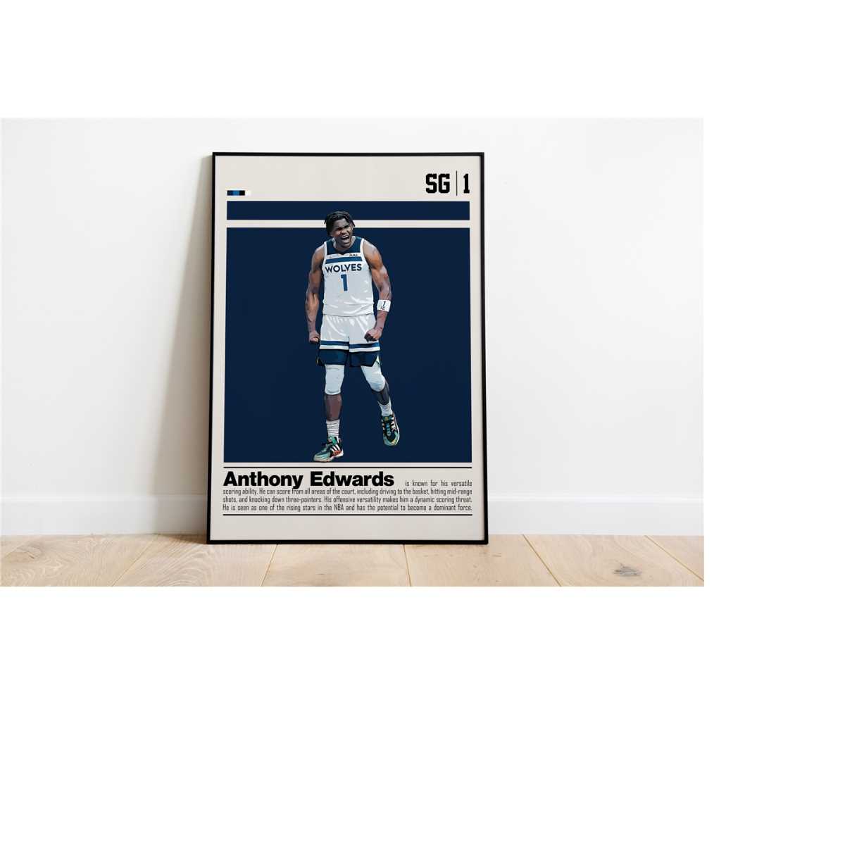 Digital Poster of Anthony Edwards Poster for Sports Fan Wall - Inspire ...