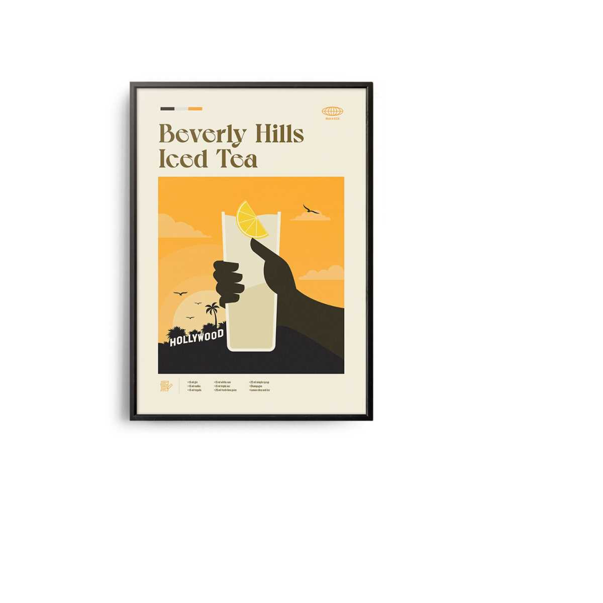 Beverley Hills Iced Tea Cocktail Midcentury Poster, Cocktail - Inspire ...