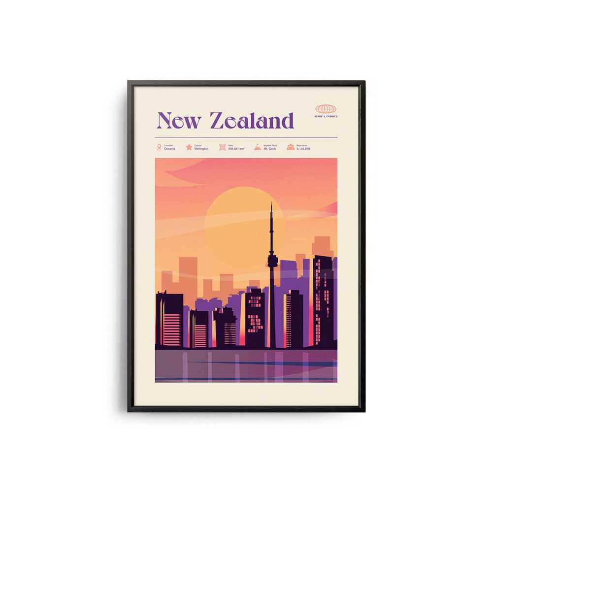 Midcentury New Zealand Print, New Zealand Landmarks, Tourist | Inspire ...