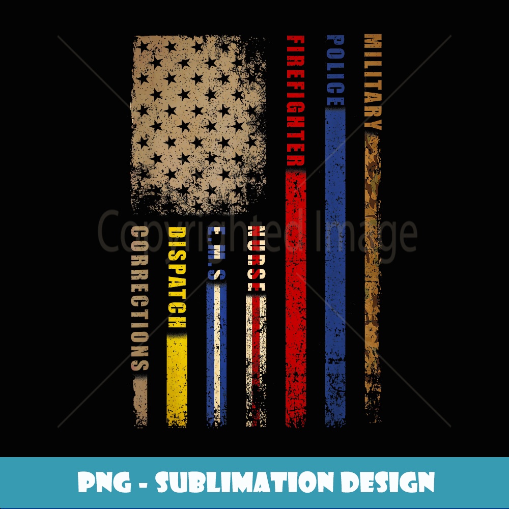 USA Flag Thin Line Military Police Nurse EMS Firefighter - D | Inspire ...
