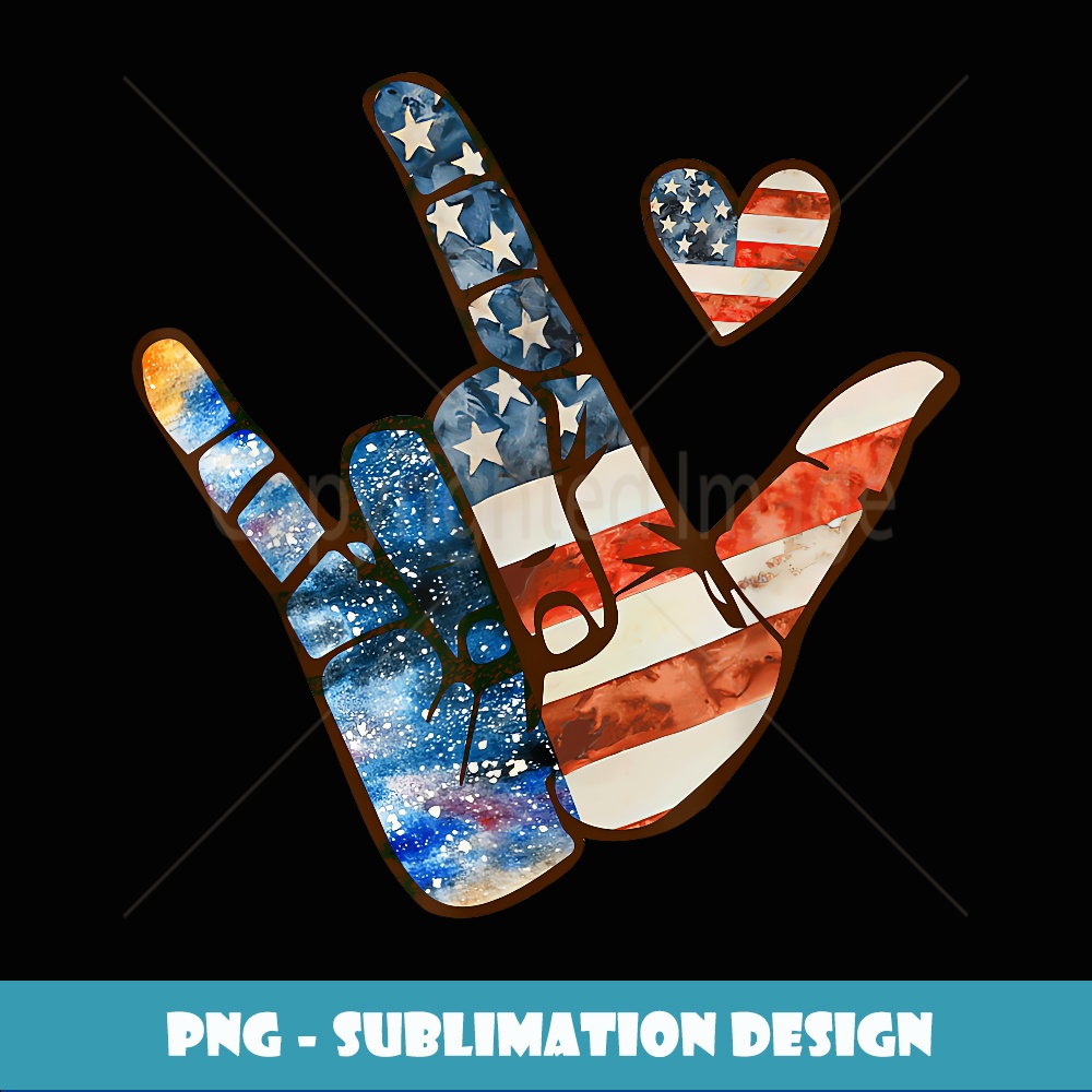 I Love You Hand Sign ASL Happy July 4th Patriotic American - | Inspire ...