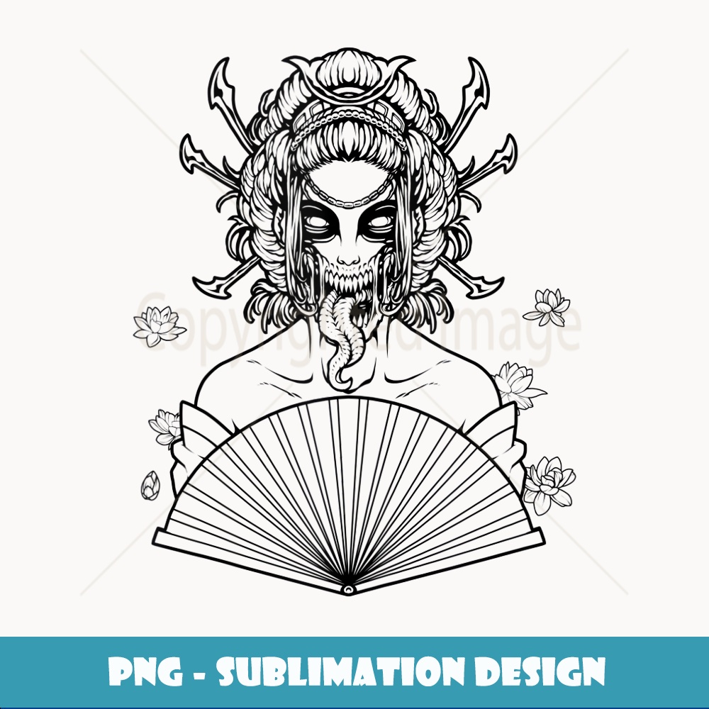 Geisha Horror Monster Woman Japanese Line Art Design - Speci | Inspire ...