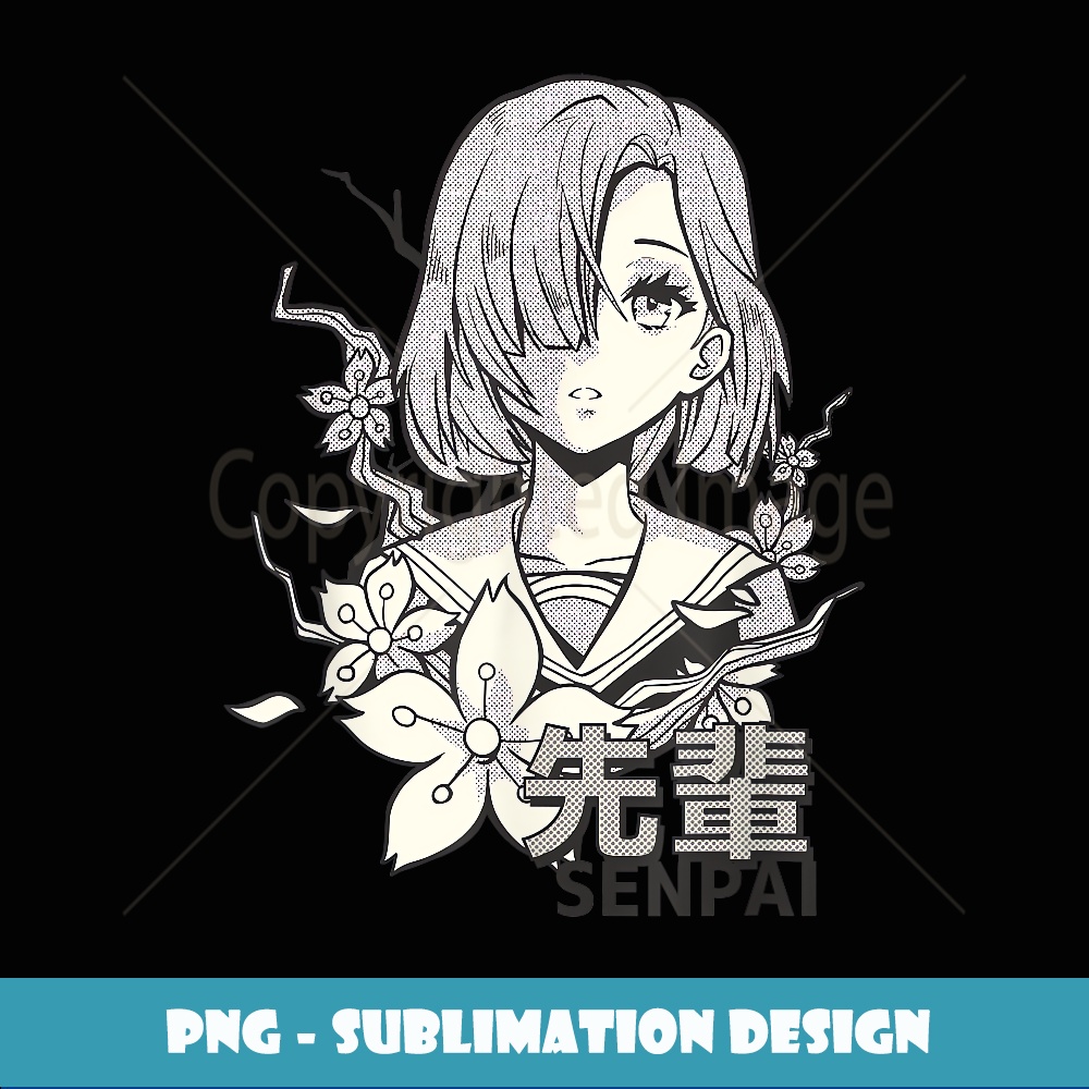 Cute Anime School Girl I Senpai in Japanese Letters Otaku - | Inspire ...