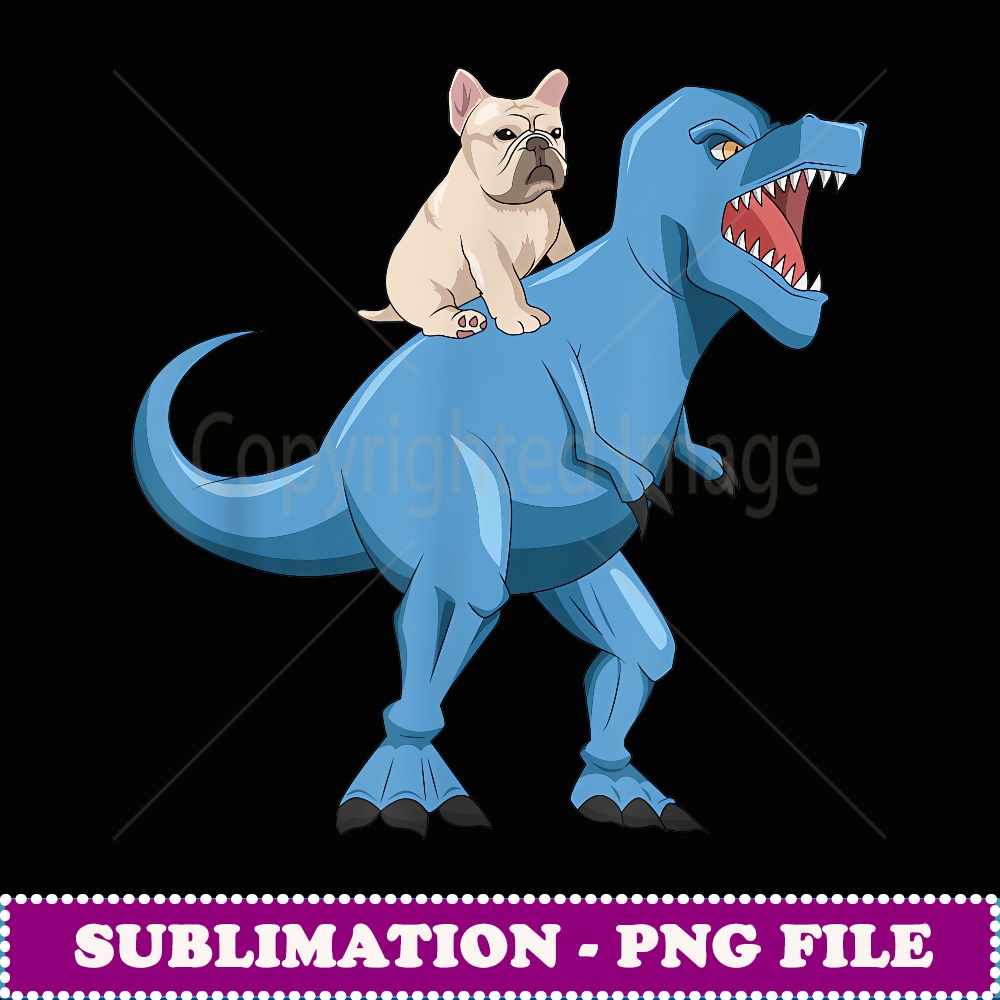 Funny French Bulldog Riding T Rex Dinosaur Graphic T - | Inspire Uplift