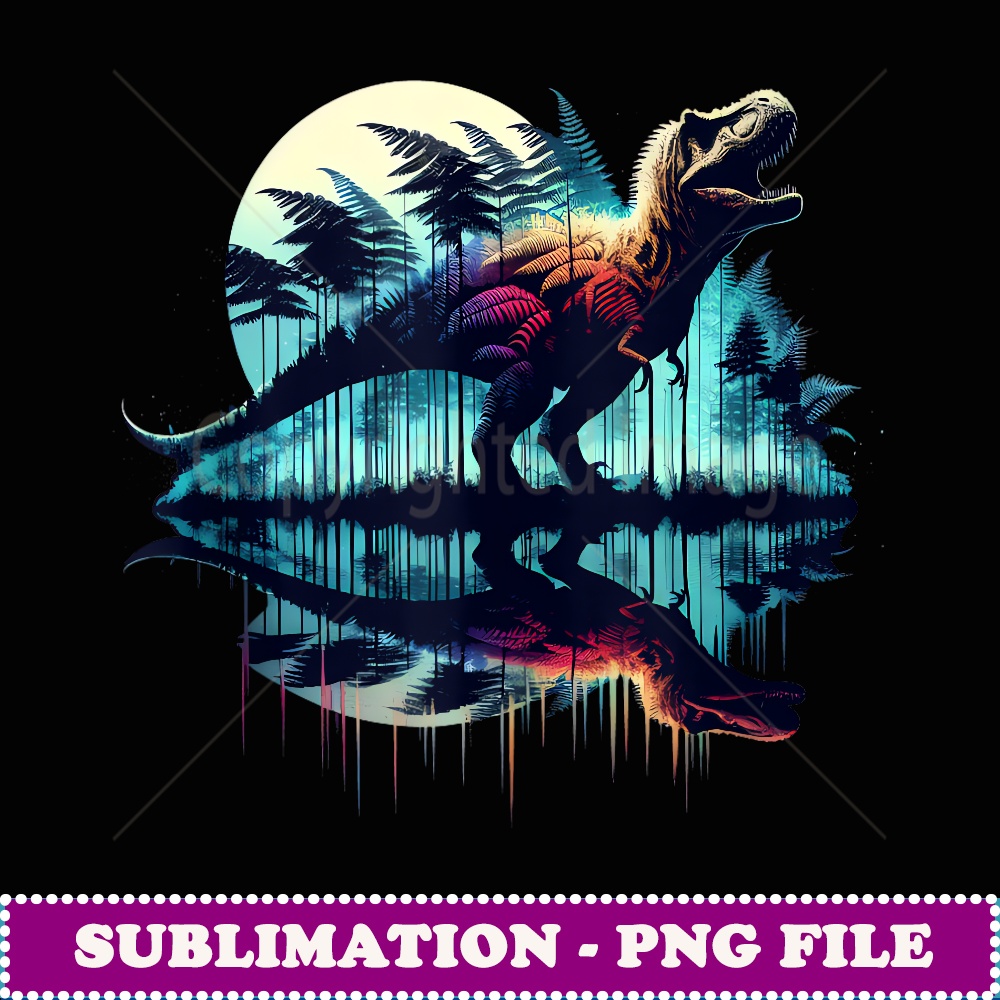 Double Exposure Dinosaur T Rex Fern Fores Moon Reflecion - A | Inspire ...