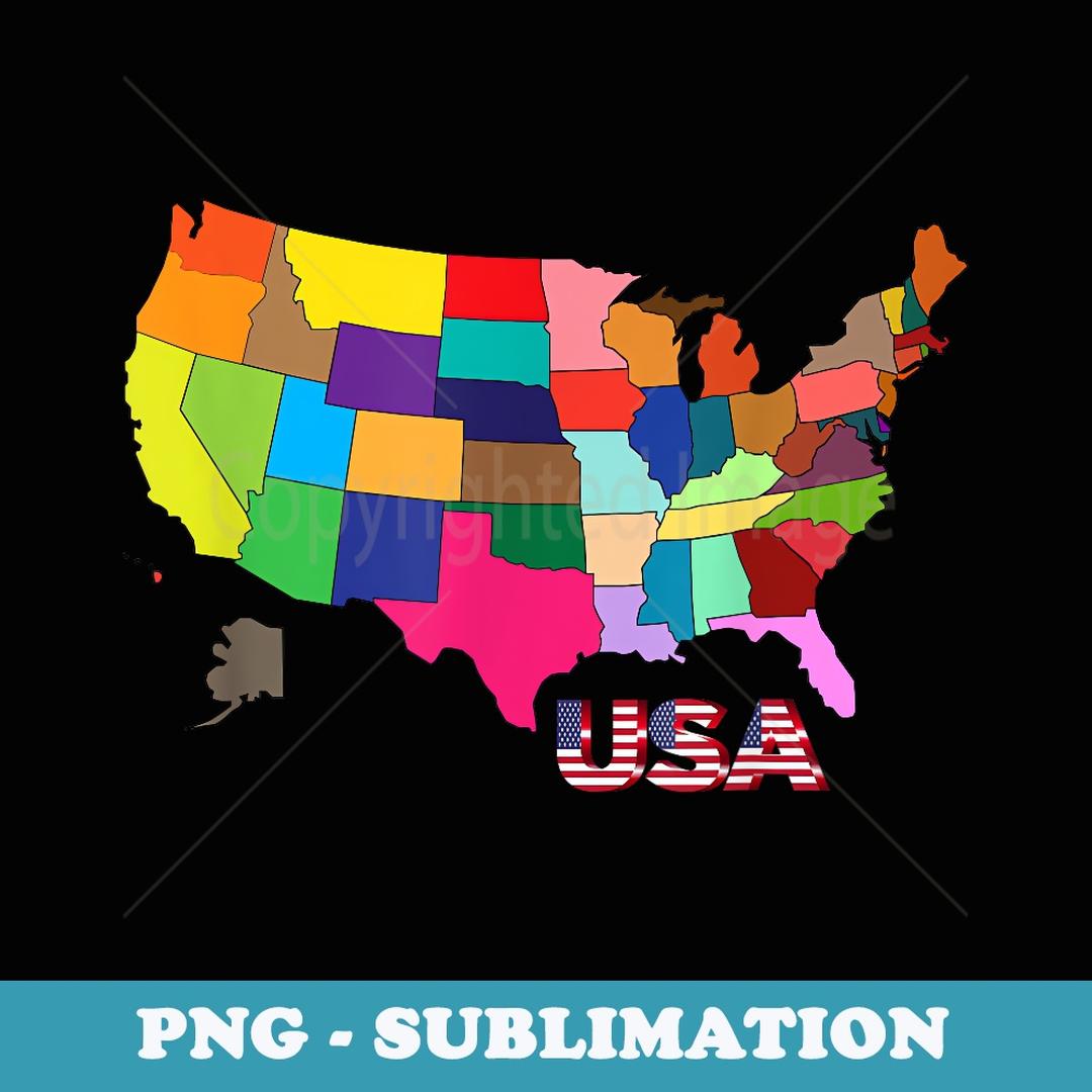 United States Map All The States Colorful USA School - PNG S | Inspire ...