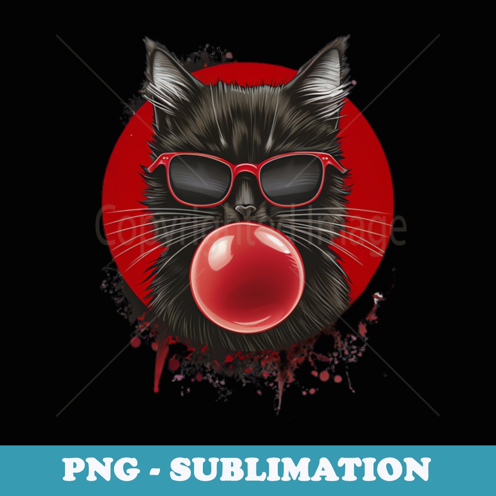 Cute Cat Face Eating Gum And Makes A Bubble Funny Cat - PNG | Inspire ...