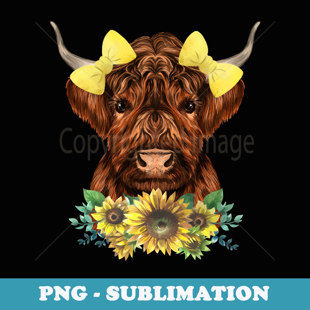 Heifer- Sunflower Cowgirl Girl Cute Highland Cow - PNG Trans | Inspire ...