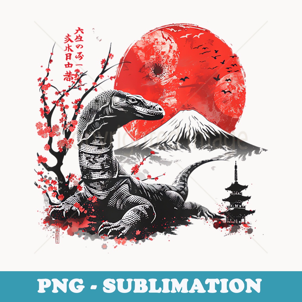 Floral Wildlife Lizard Japanese Art Komodo Dragon - High-Res | Inspire ...