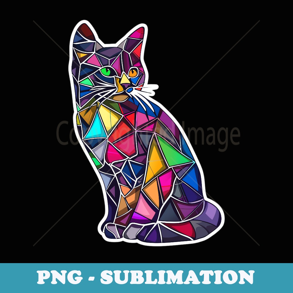 Colorful Abstract Stained Glass Mosaic Geometry Cat - Signat | Inspire ...