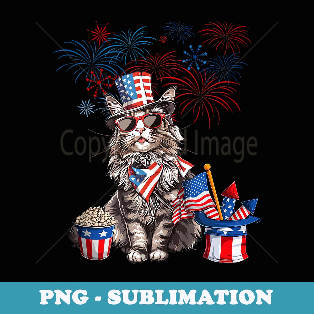 Maine Coon Cat Watching Fireworks USA Flag 4th of July - Spe | Inspire ...