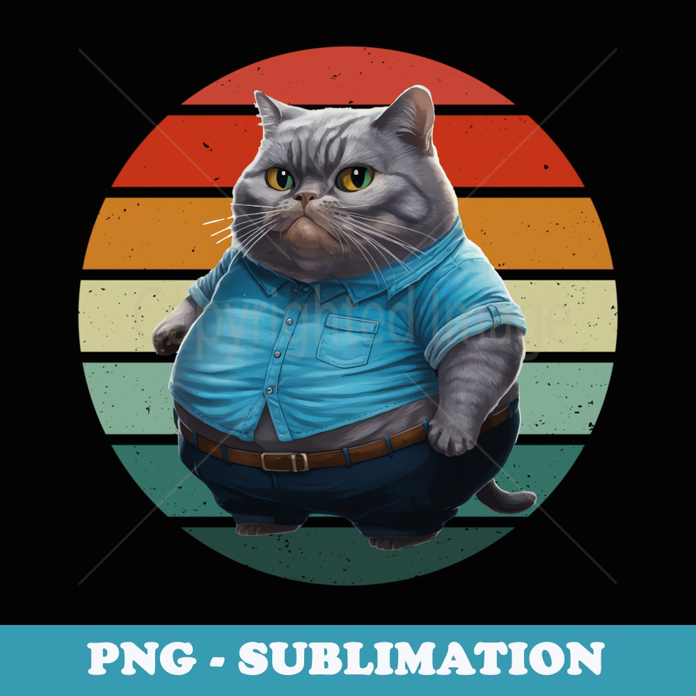 Cute Fat Cat Art Design Fat Kitten Cat Lover - Instant Subli | Inspire ...
