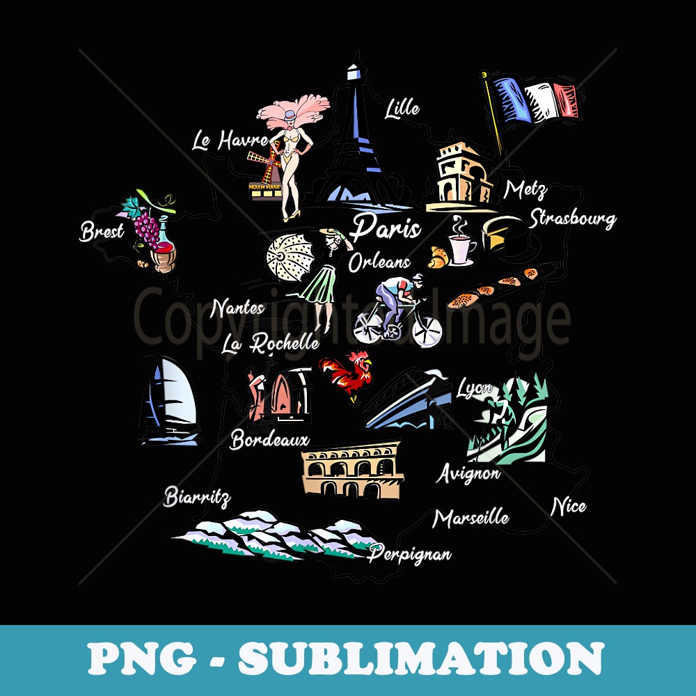 Illustrated map of France, attractions, landmarks, cities - | Inspire ...