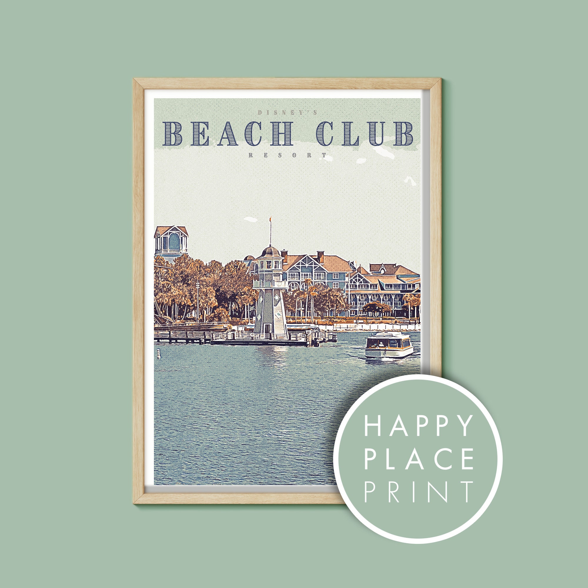 Disney's Beach Club Resort Retro Poster, Disney Print, Walt | Inspire ...