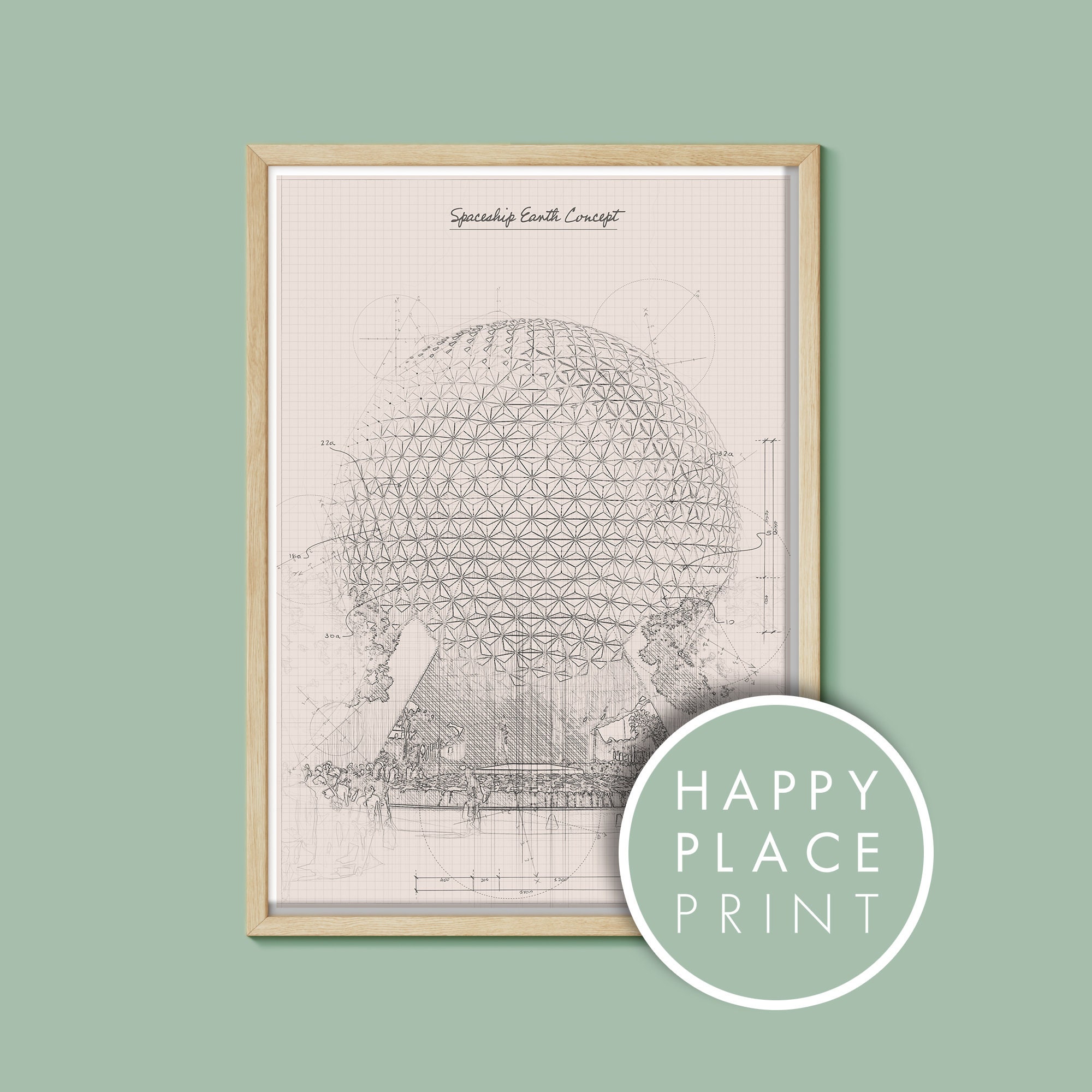 Disney's Spaceship Earth Epcot Blueprint Poster, Disney Prin | Inspire ...