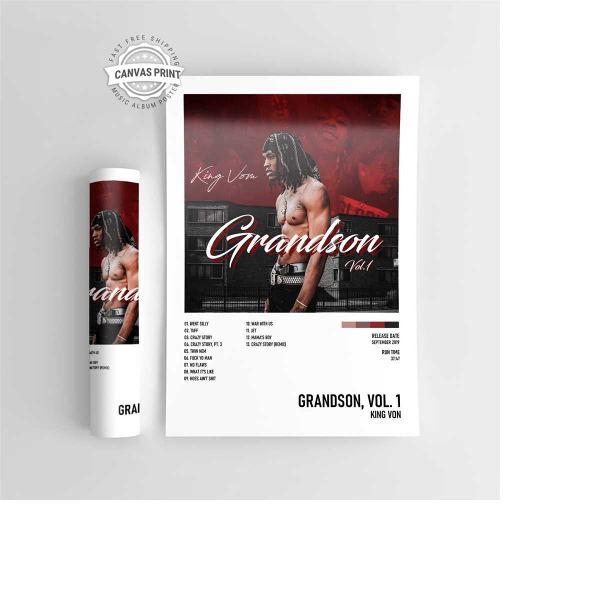 Grandson, Vol. 1-King Von Music Album Poster / High Quality | Inspire ...