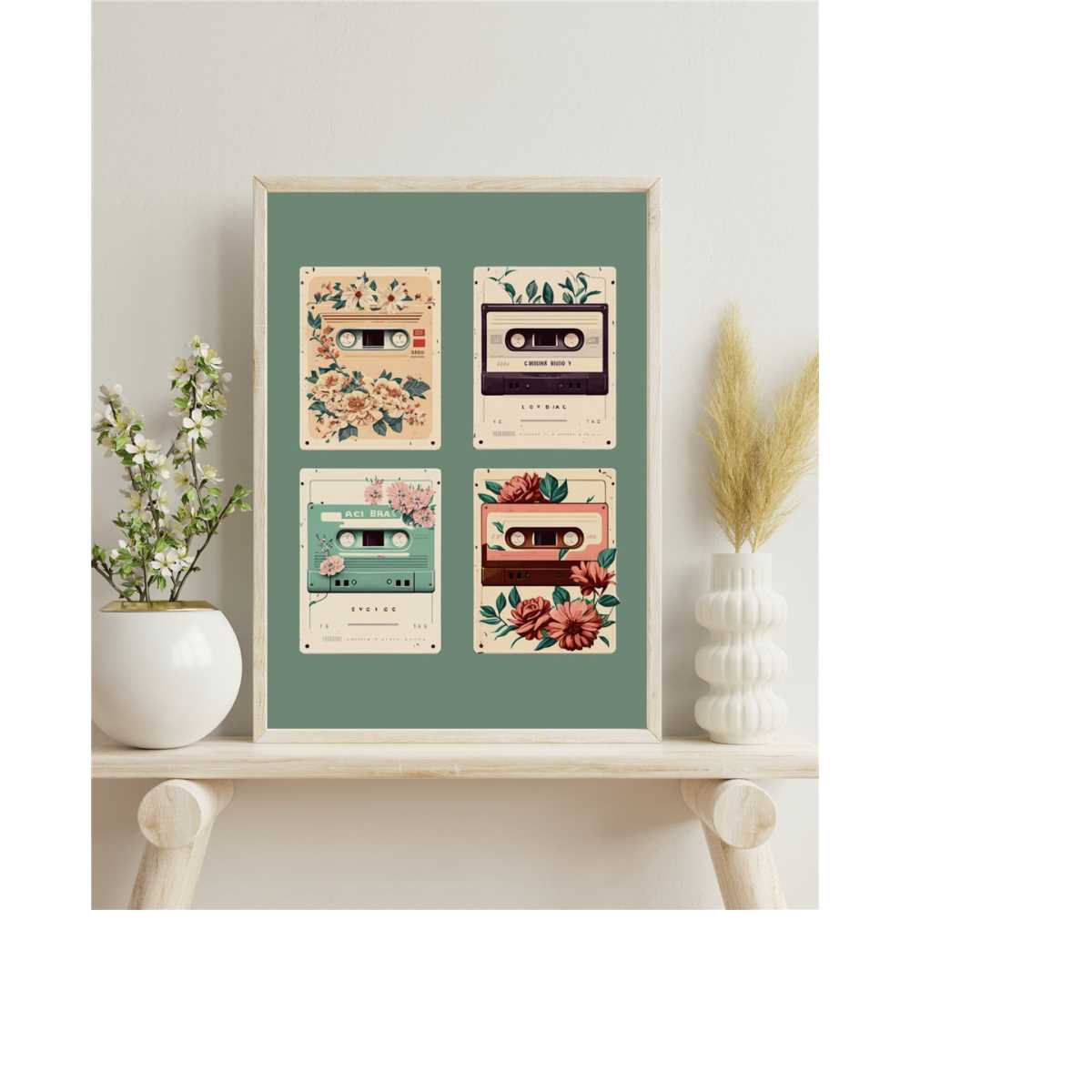 Cassette, vintage cassette poster, cassette set, flower post | Inspire ...
